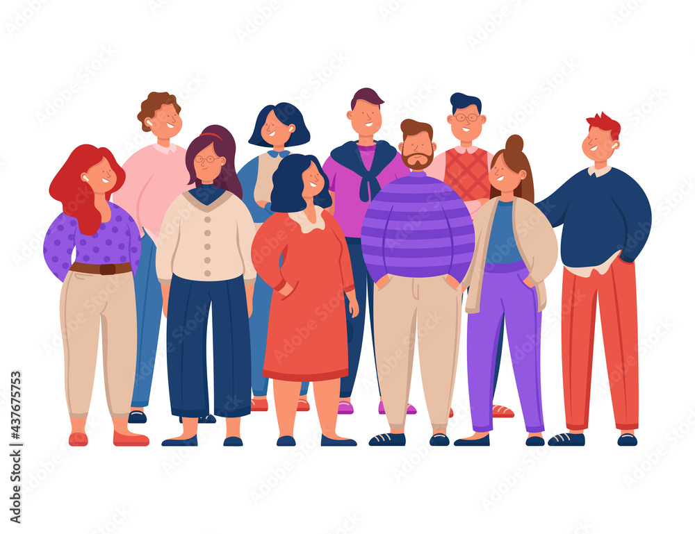 Group of cute cartoon office workers flat vector illustration. Young ...