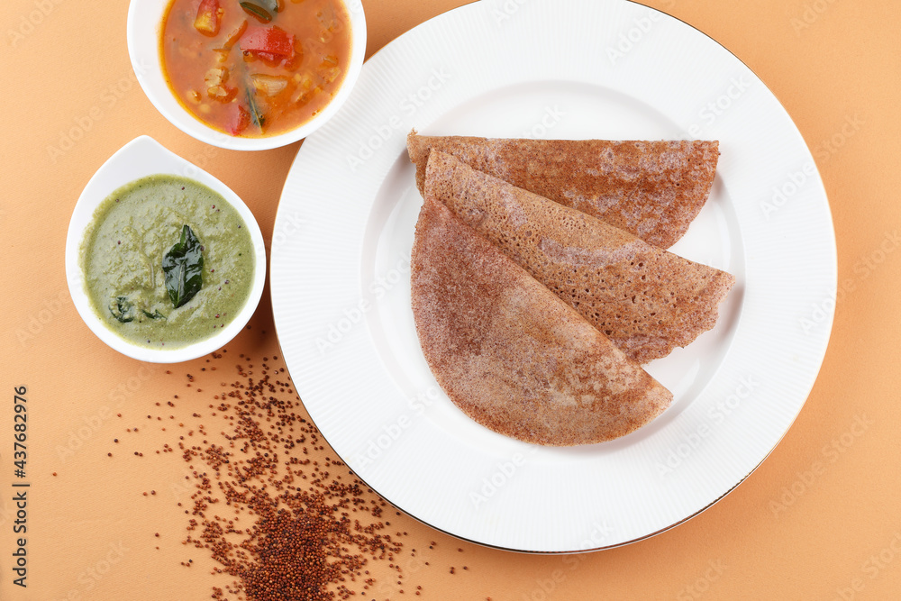 Ragi Dosa, finger millet Dosa, pan cake of finger millet flour healthy ...