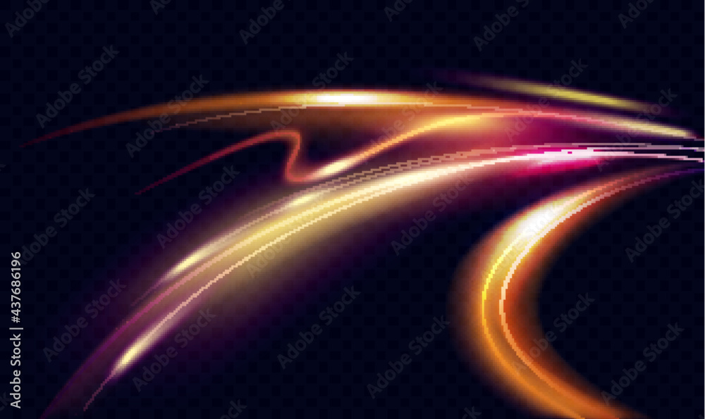 Speed motion abstract light effect at night vector illustration. Magic ...