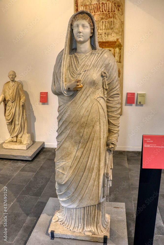 Archaeological Park of Pompeii, Antiquarium. Statue of Livia Stock ...