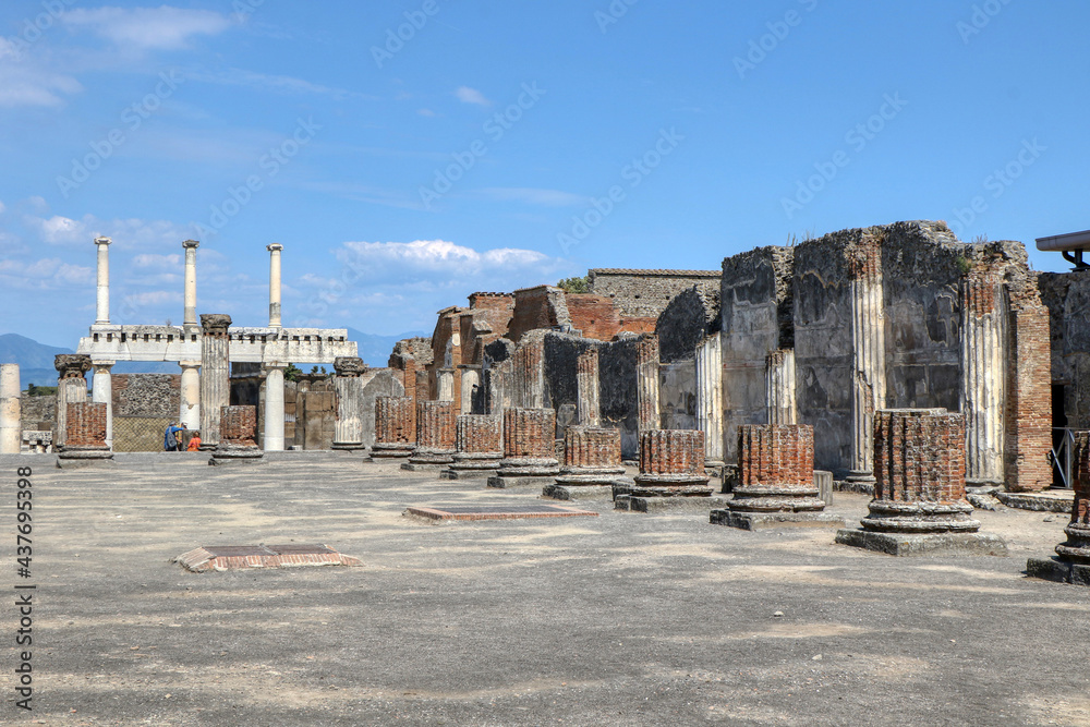 Archaeological Park of Pompeii. The remains of the Basilica, the most ...