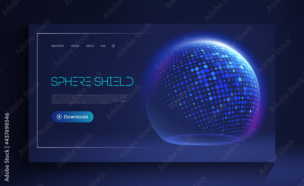 Sphere shield protect in abstract style. Virus protection bubble ...