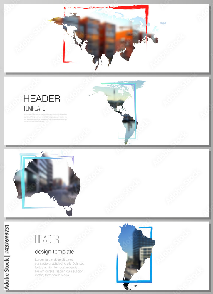 Vector layout of headers, banner templates for website footer design ...