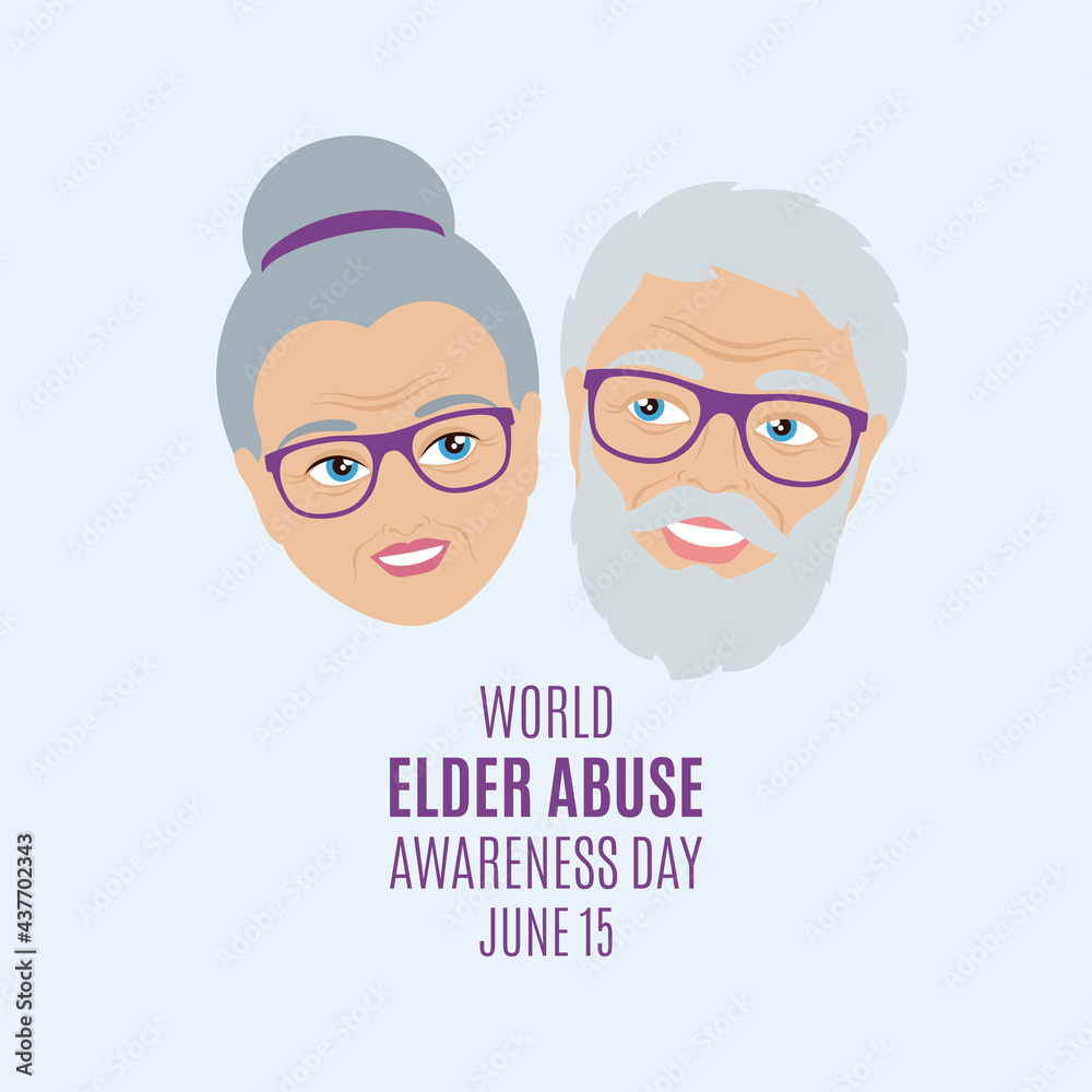 World Elder Abuse Awareness Day vector. Happy and smiling elderly ...