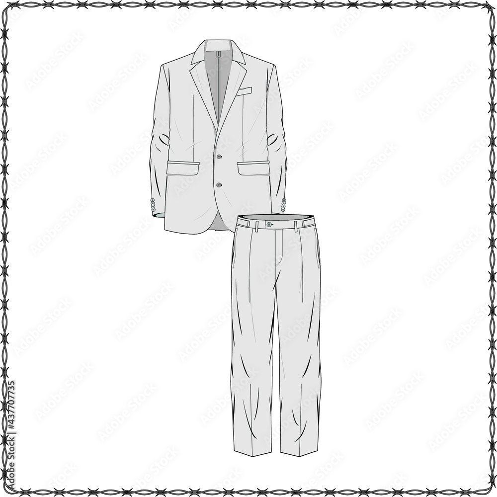 Editable fashion suits flat sketch for creating new designs mockup ...