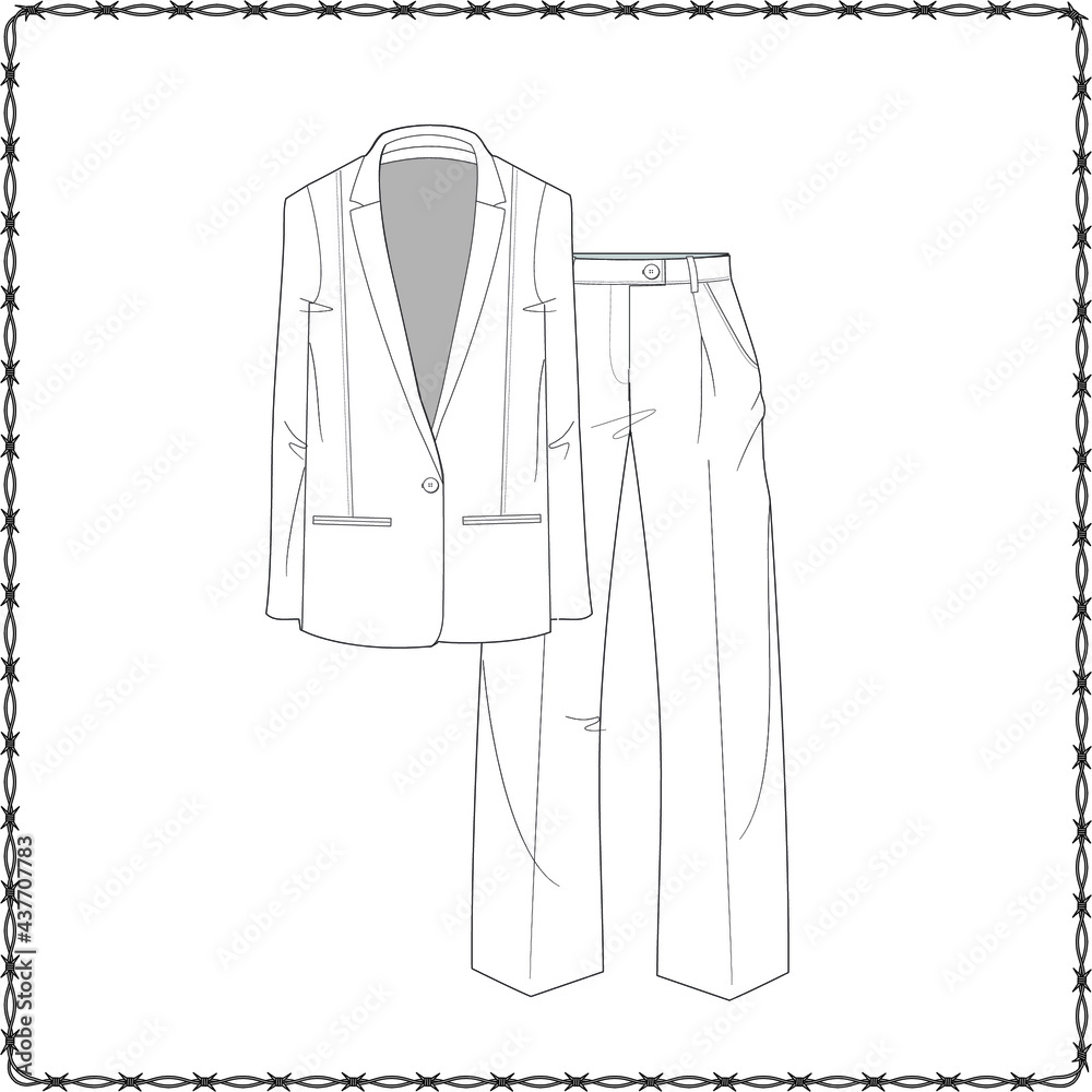Editable fashion suits flat sketch for creating new designs mockup ...