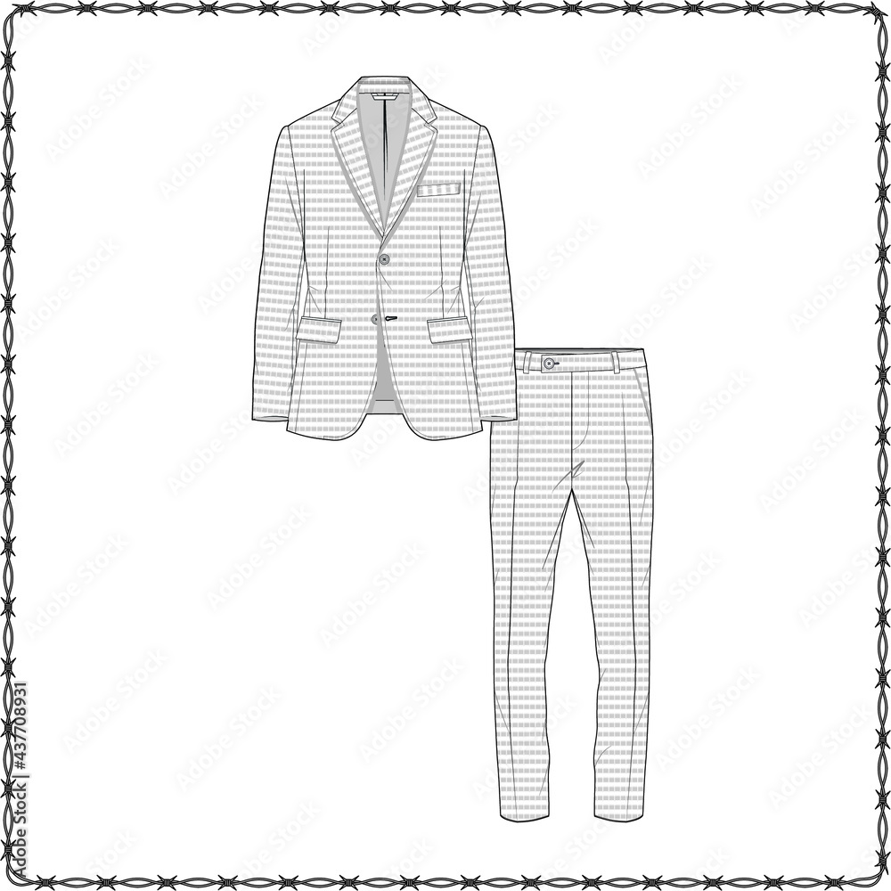 Editable fashion suits flat sketch for creating new designs mockup ...