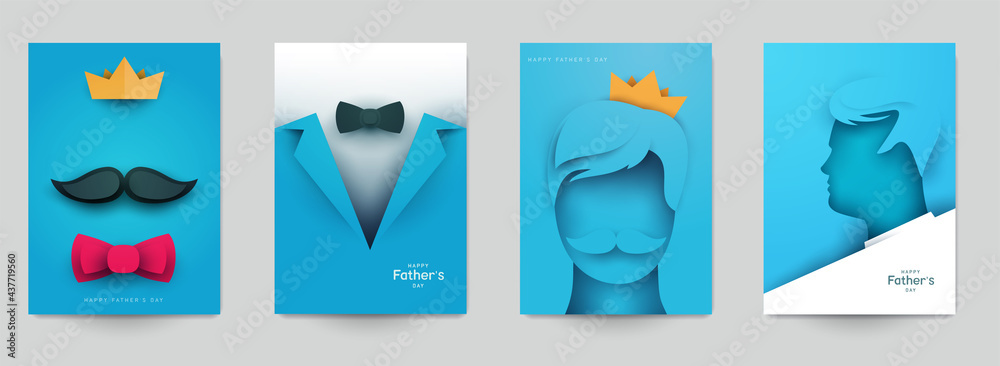 Set of father's day concept composition in minimalistic modern paper ...
