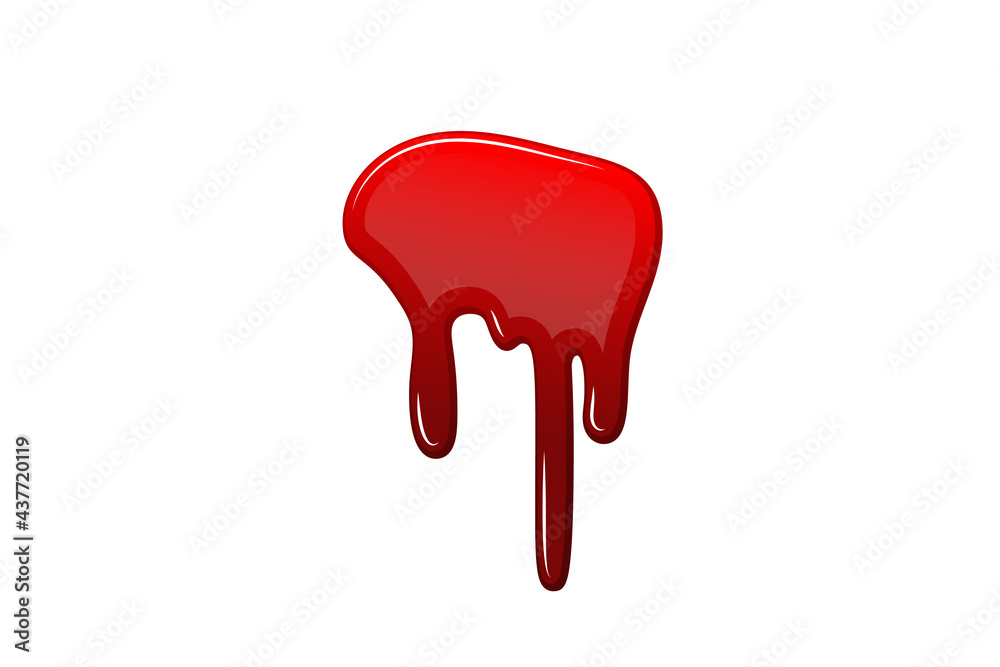 Blood drip 3d. Halloween bloodstain isolated white background. Splatter ...