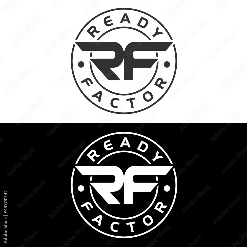 letter RF in circle emblem Logo. Initial RF logo design template vector ...