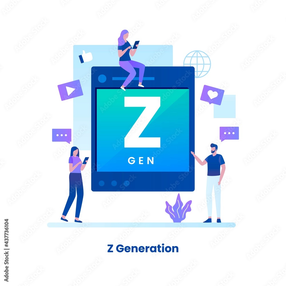 Flat design of Z generation concept. Illustration for websites, landing ...