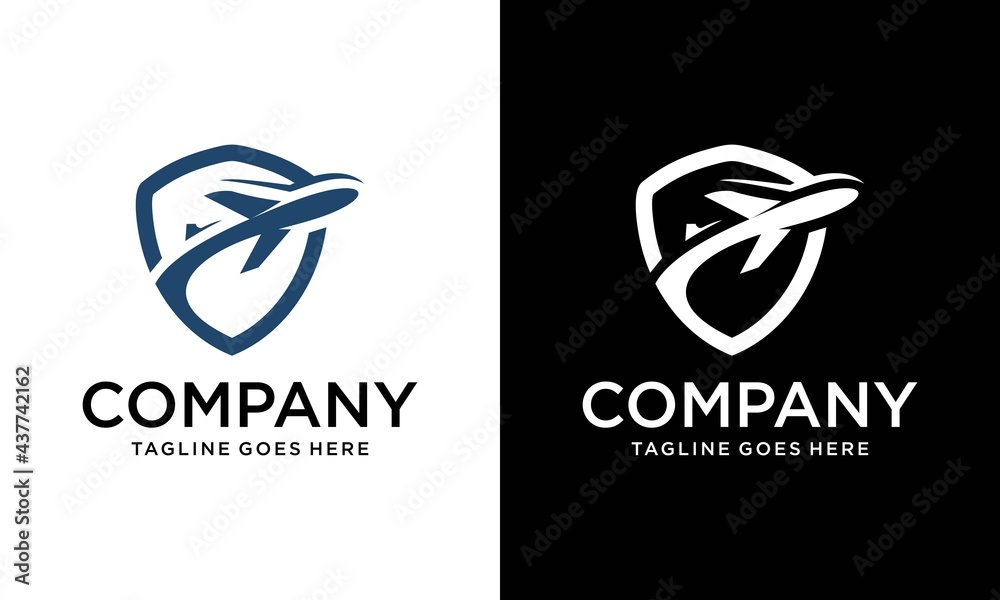 logo design plane shield vector. FLIGHT SAVE LOGO DESIGN Stock Vector ...