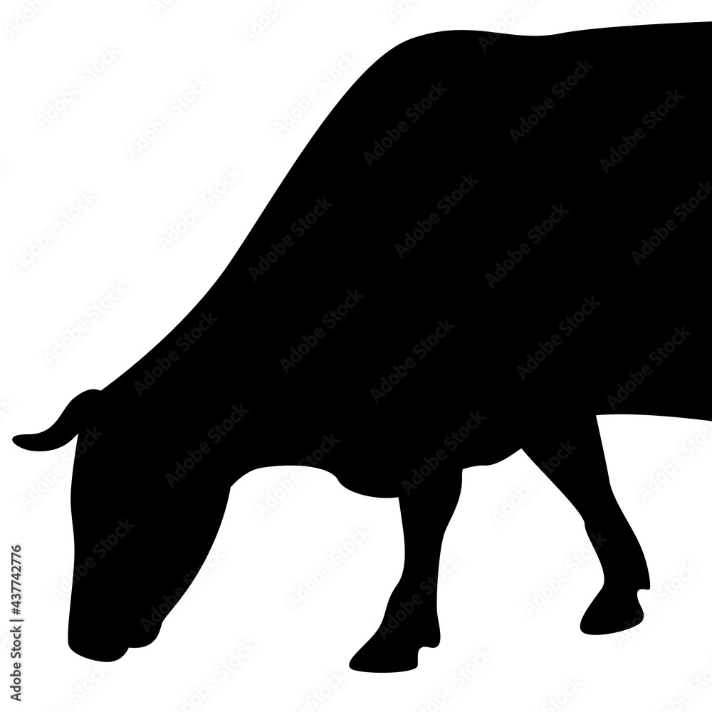 cow side view, vector illustration, silhouette Stock Vector | Adobe Stock