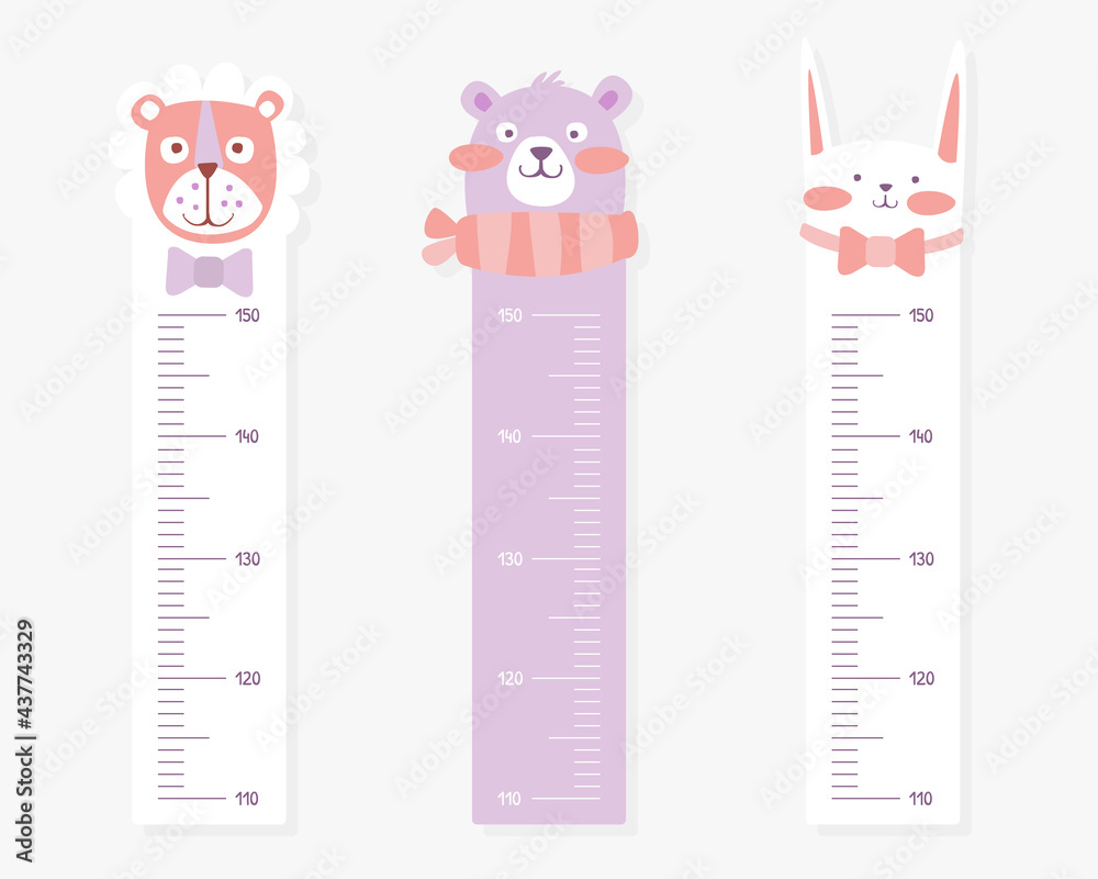 Kids Meter Wall with Cute Animals Set, Stadiometer for Little Children ...