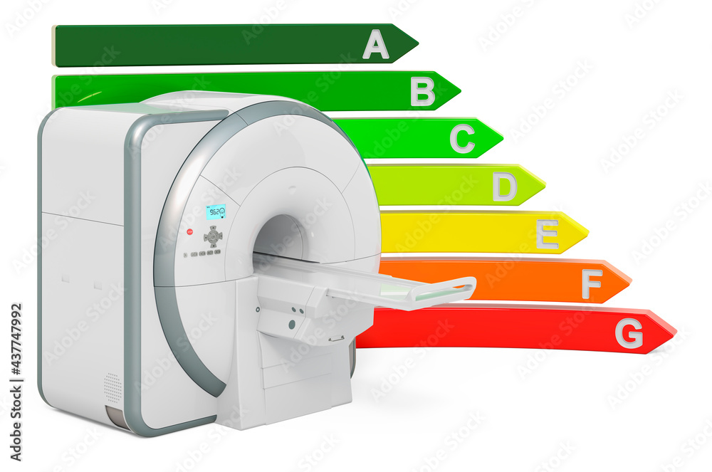MRI with energy efficiency chart, 3D rendering Stock Illustration ...