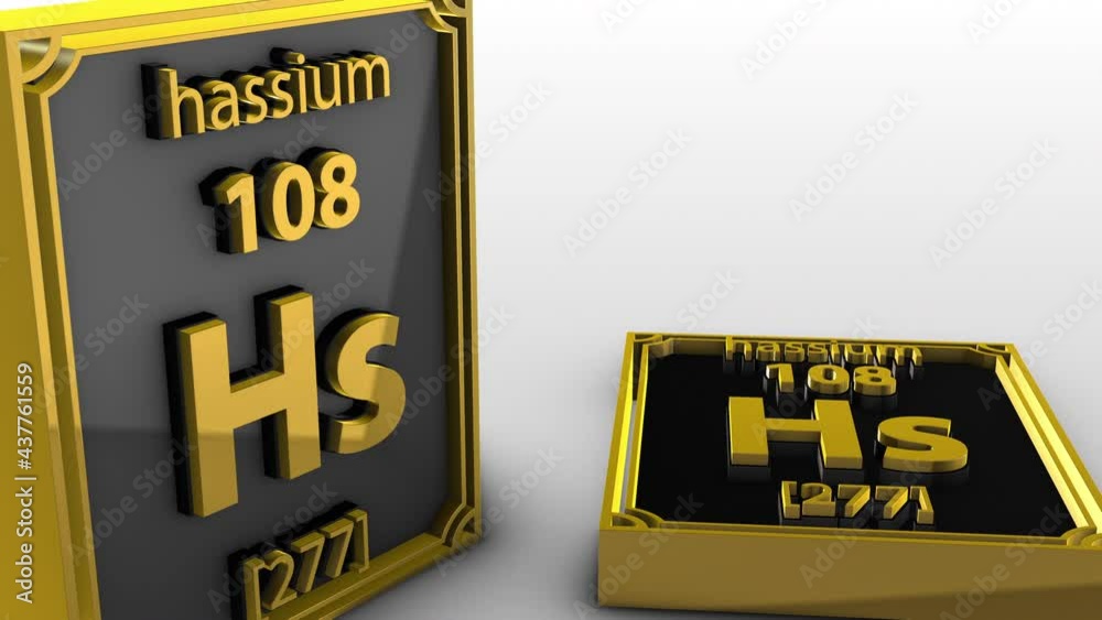 Periodic Table Of Elements - hassium - Hs - 3d animation model on a ...