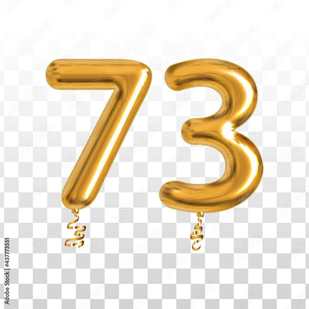 Vector realistic isolated golden balloon number of 73 for invitation ...