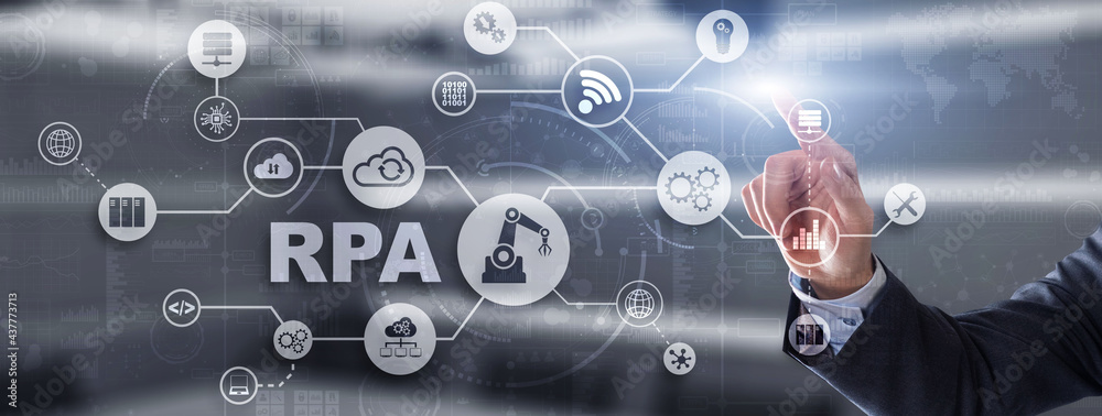 RPA. Robotic process automation concept on virtual screen Stock Photo ...