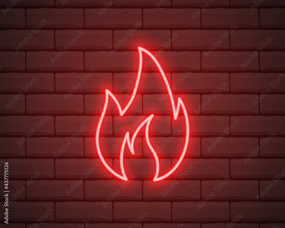 Neon fire icon. Elements in neon style icons. Simple neon flame icon ...
