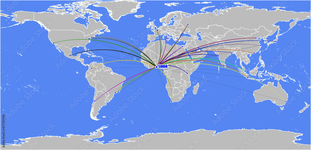 High detailed concept vector map for Lomé;Togo 's connections with ...
