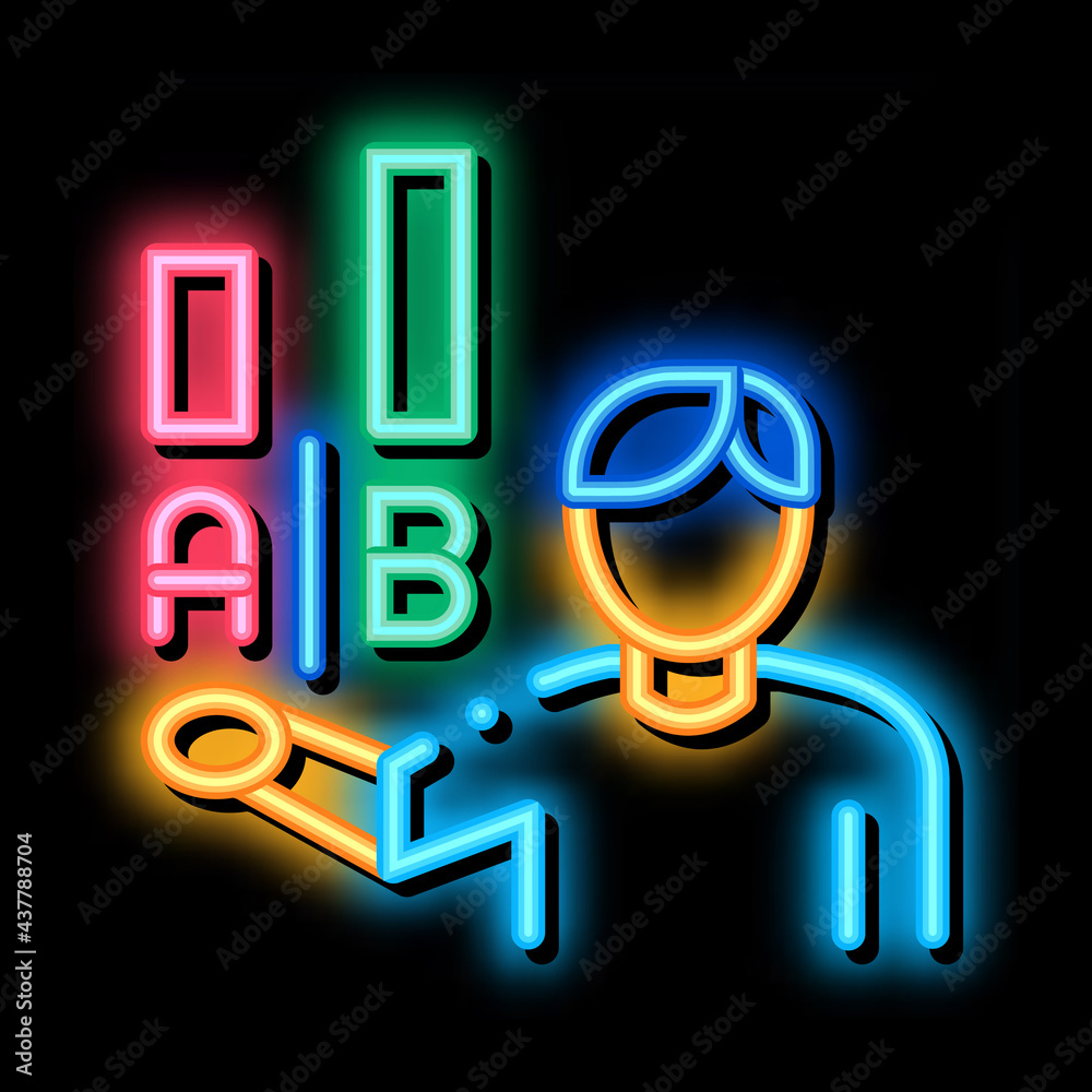 Statistician Assistant Man neon light sign vector. Glowing bright icon ...