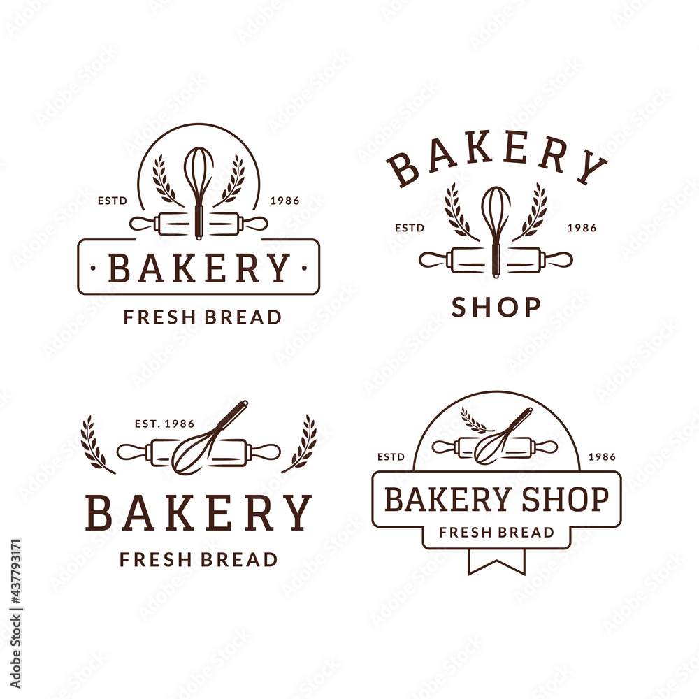 Bakery shop logo. Vintage bakery shop label vector template. Stock ...