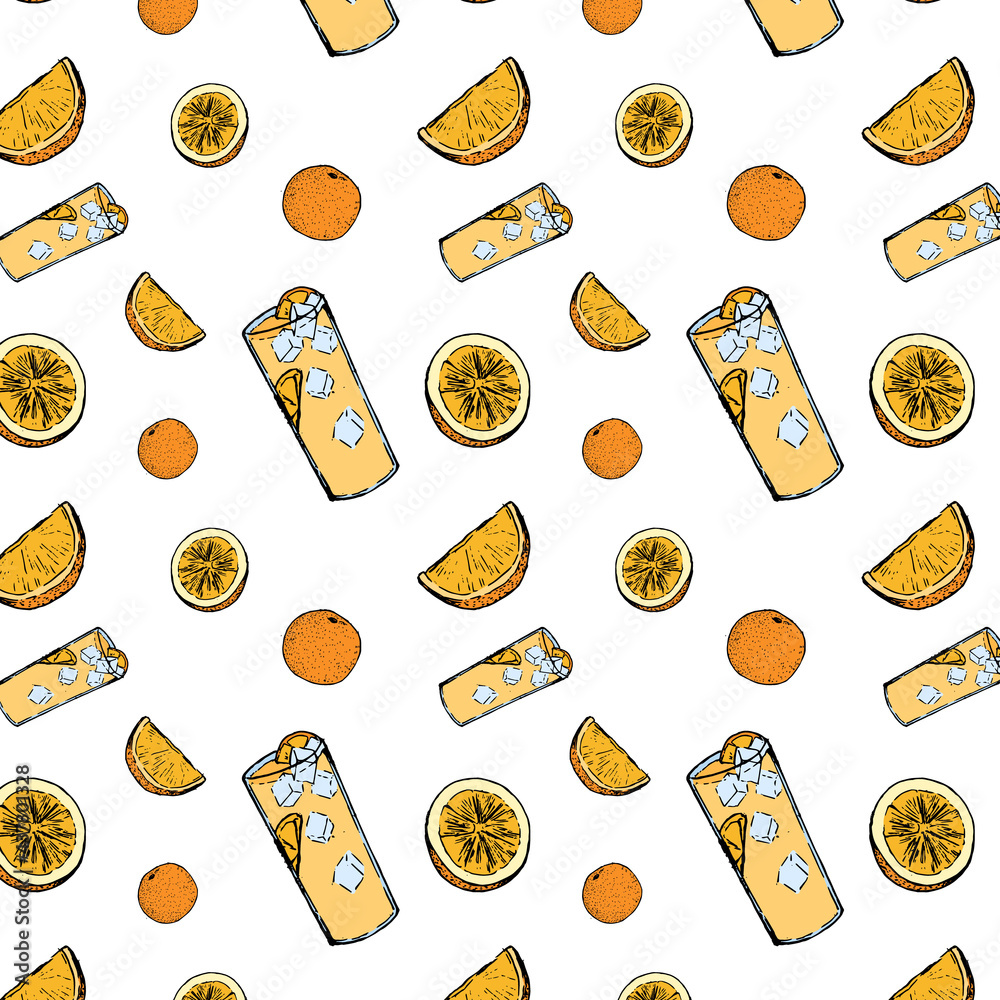 Orange seamless pattern. Colorful wallpaper for summer. Fresh fruit ...