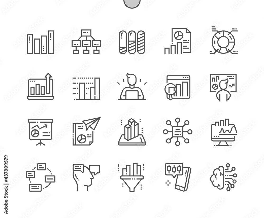 Analytics. Algorithm, process, filtering, report, statistics ...