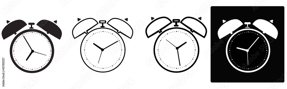 Vector Time and Clock icons set.Clocks icon collection design. Horizontal set of analog clock ...