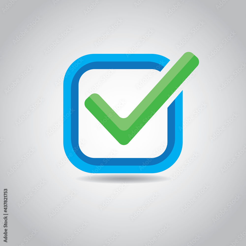 Vector Checkbox Rounded box tick approval check mark confirmation ...