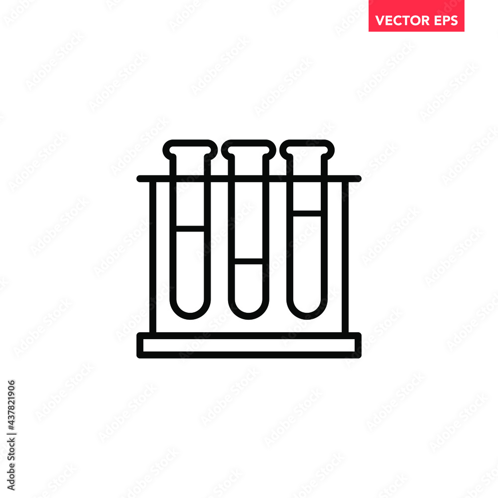 Black single test tube icon, simple science tool flat design vector ...