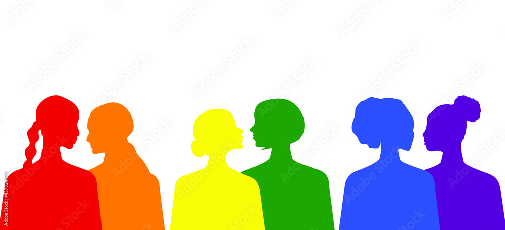 LGBT people silhouette isolated. Lesbians as LGBT. Symbolic colors of ...