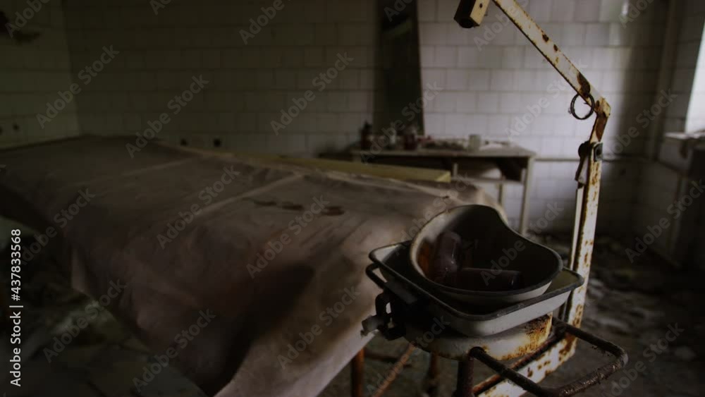 Selective focus pull out of the remains of an operating room in a ...