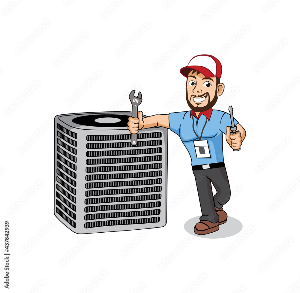 HVAC service cartoon character design illustration vector eps format ...