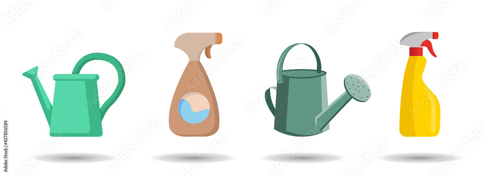watering can, sprayer, spray gun vector clip art set. watering can ...