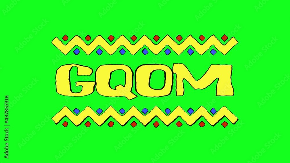 Gqom African music style. 4K color video. Animation text on green ...