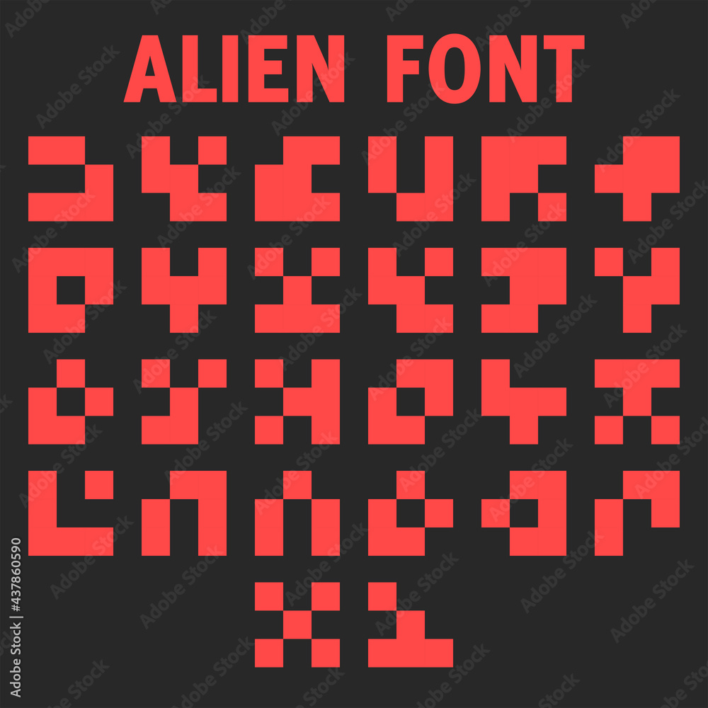 Alien font letters alphabet for the display of the info panel of a ...