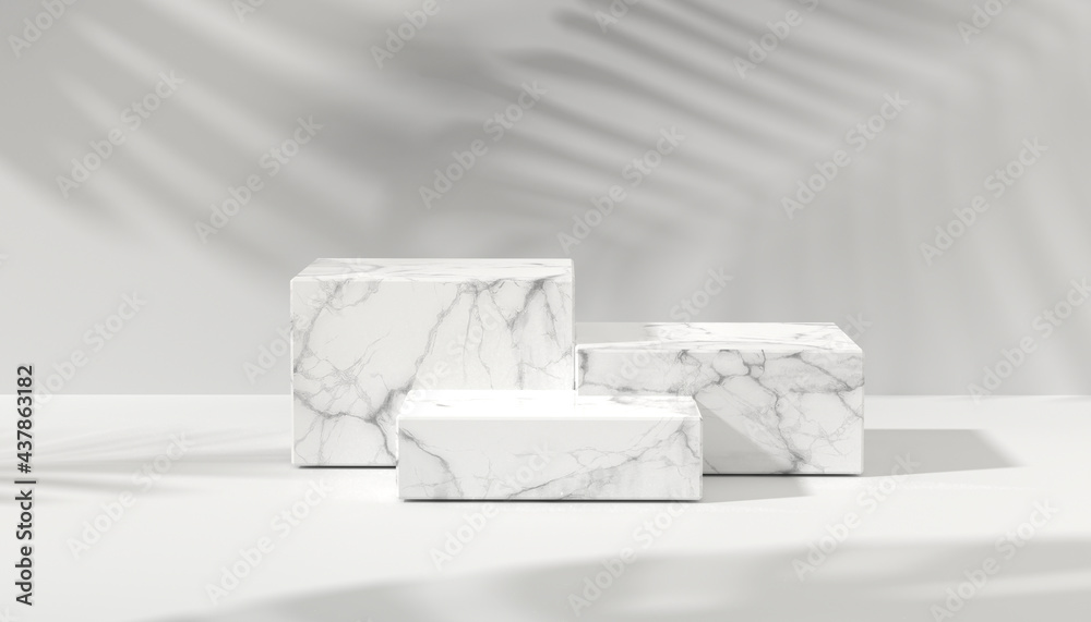 Marble podium for product showcase. White marble product display ...