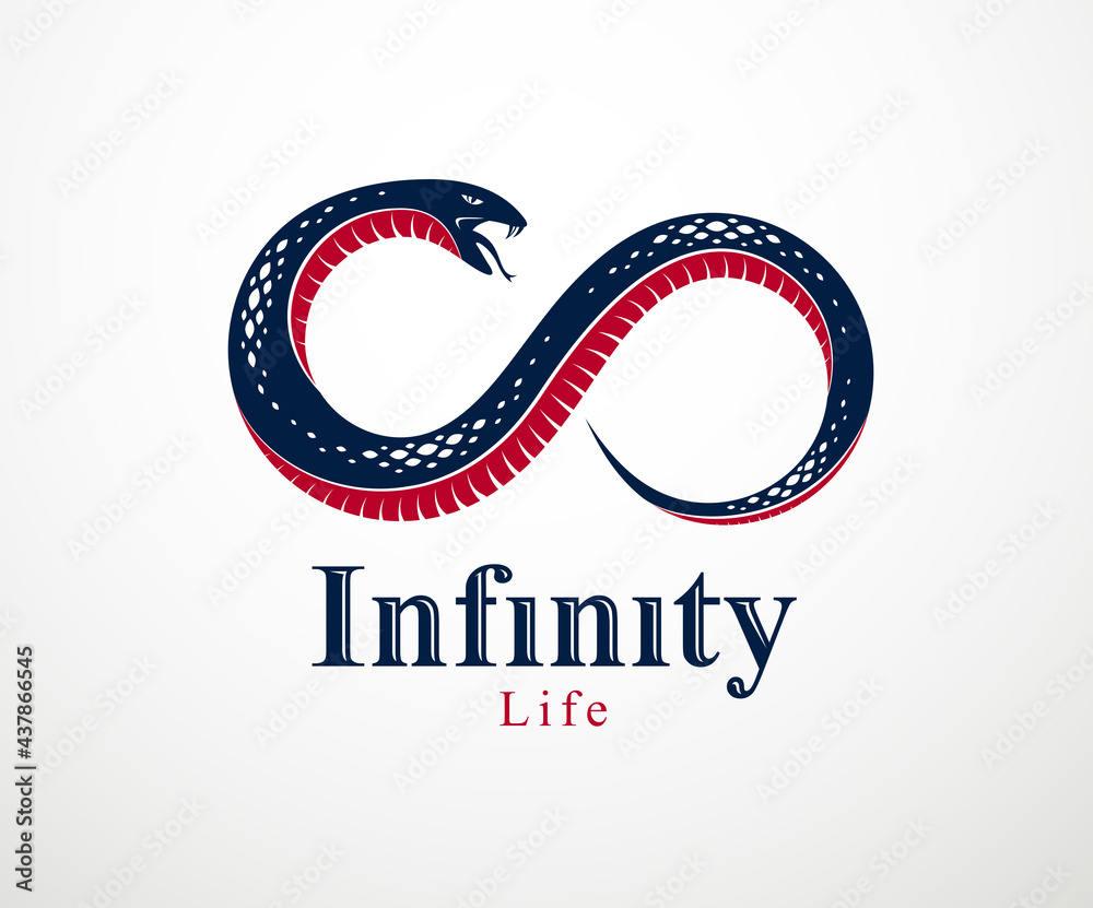 Vetor de Ouroboros Snake in a shape of infinity symbol, endless cycle ...
