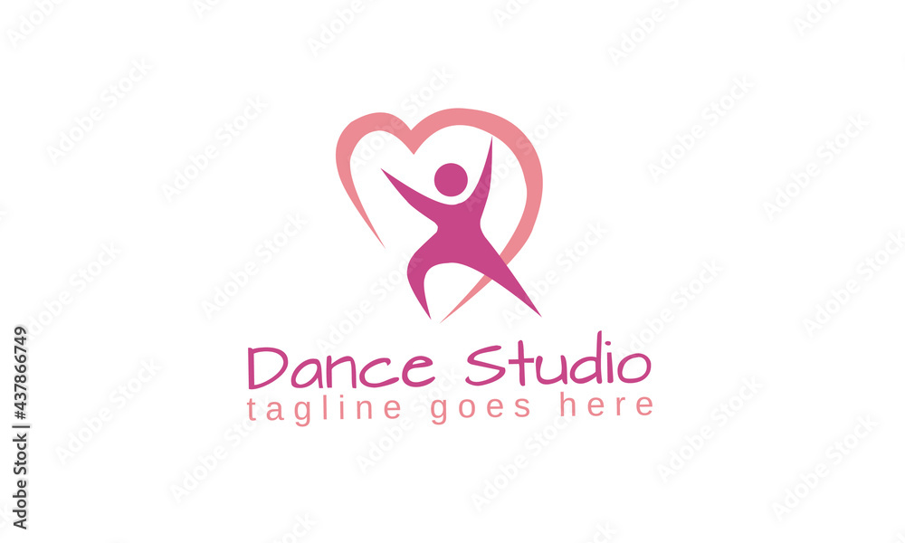Abstract dance logo design vector. Woman gym logo template isolated on ...