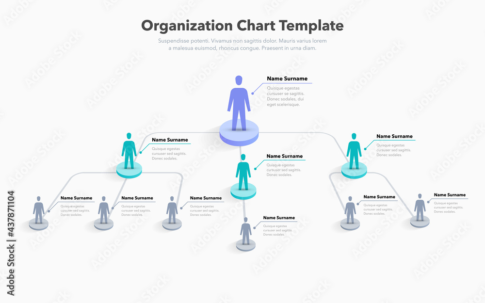 Company organization chart template with place for your content. Easy ...