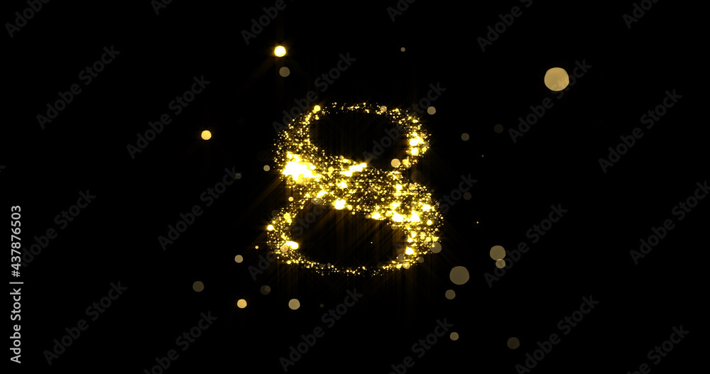 Number eight glitter gold. Golden glittering number 8 with glister ...