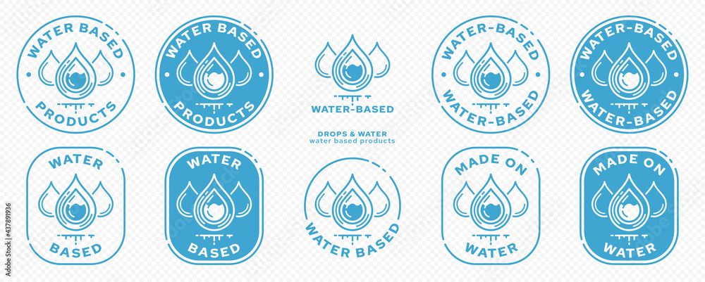 Conceptual stamps for product packaging. Sign - water-based ...