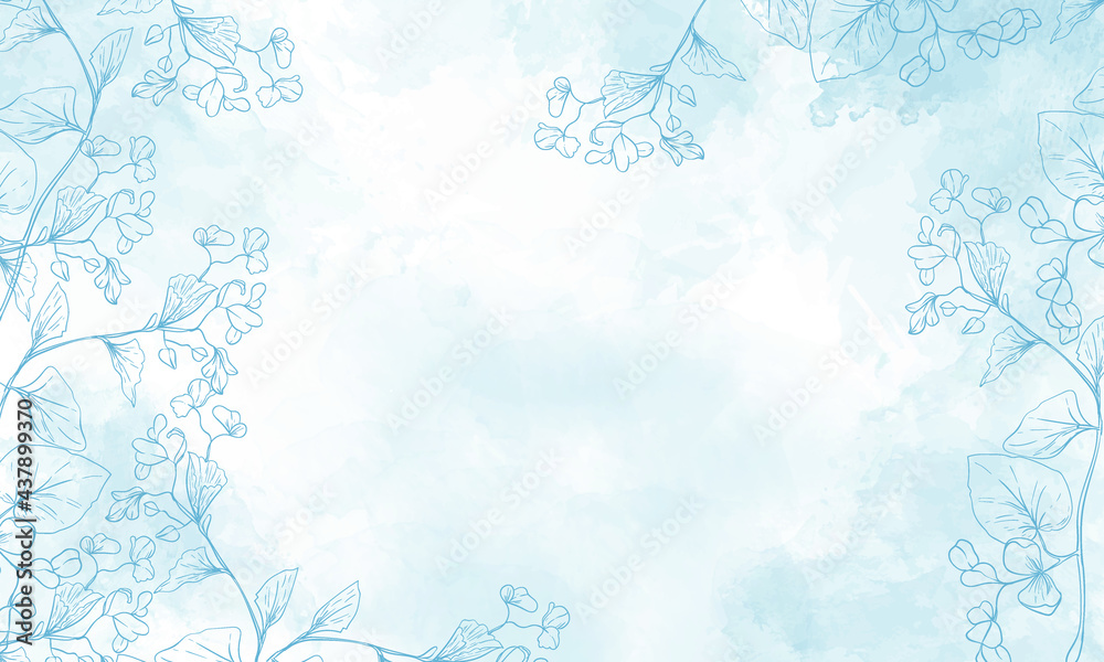 watercolor floral background with hand drawn flower elements Stock ...