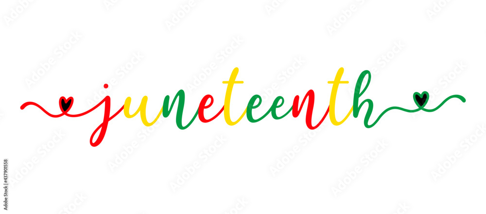 Hand sketched colorful JUNETEENTH word as banner. Lettering or modern ...