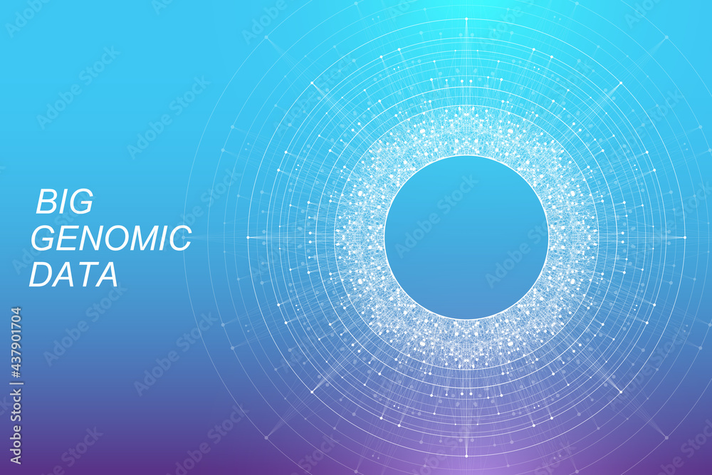 Big genomic data visualization vector illustration. Genome sequence map ...
