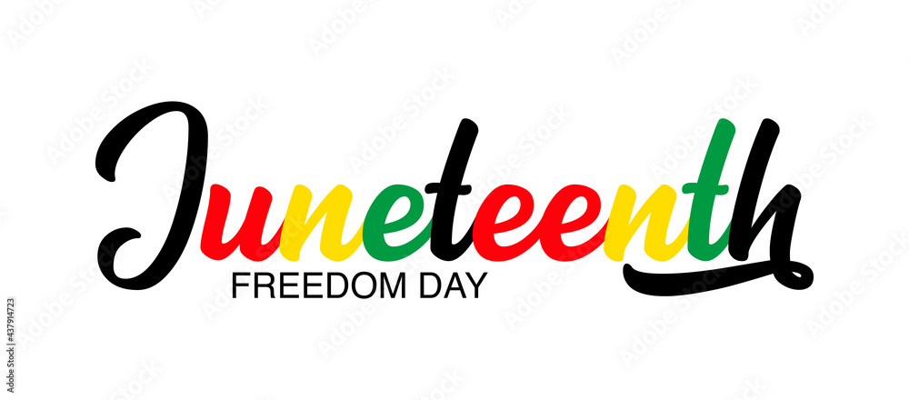 Hand sketched colorful JUNETEENTH word as banner. Lettering or modern ...