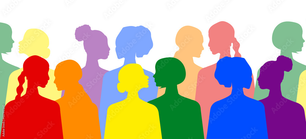 LGBT people silhouette isolated. Lesbians as LGBT. Symbolic colors of ...