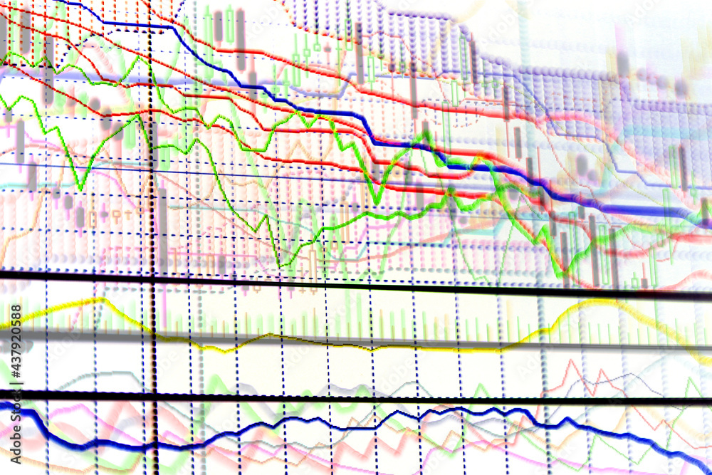 Stock exchange trade chart bar candles macro close-up. Background with ...