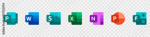 Microsoft Office Icon Set: Word, Excel, Sway, OneNote, Publisher ...